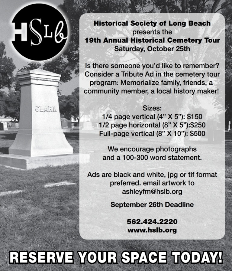 Cemetery Tour Tribute Ads - Historical Society of Long Beach